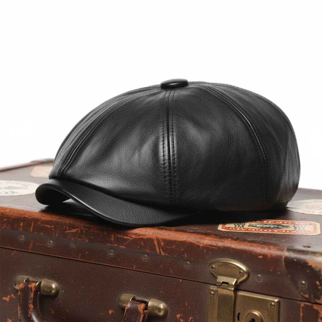 Leather Flat Cap | MONACO – George Caps